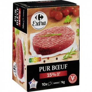Steak Hache 15% Carrefour x10 1Kg – Carrefour on Board Martinique